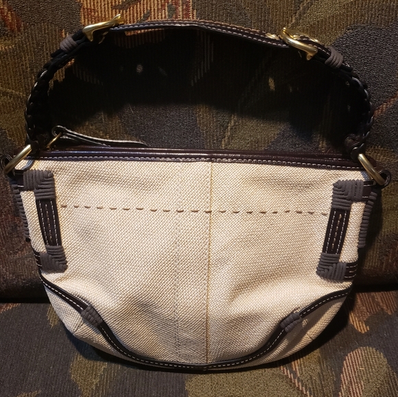 Coach | Bags | Coach Small Handbag Purse Shoulder Bag Cream Brown ...